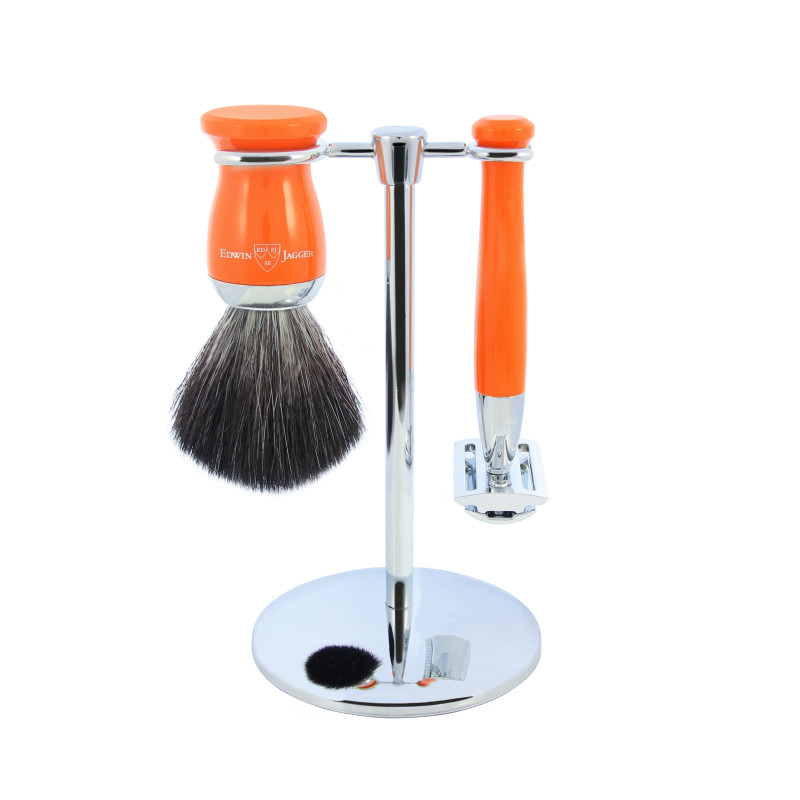 Edwin Jagger Double Edge Safety Razor Shaving Set Orange 3pc (Black ...